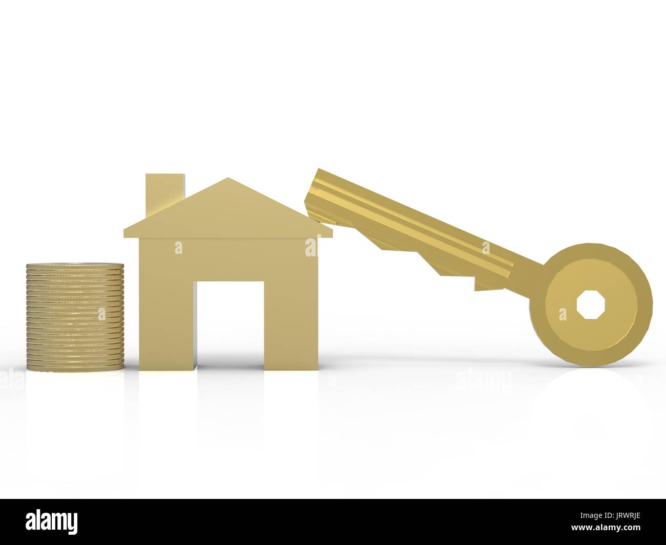 home ownership concept with golden mock up house and gold key Stock ...
