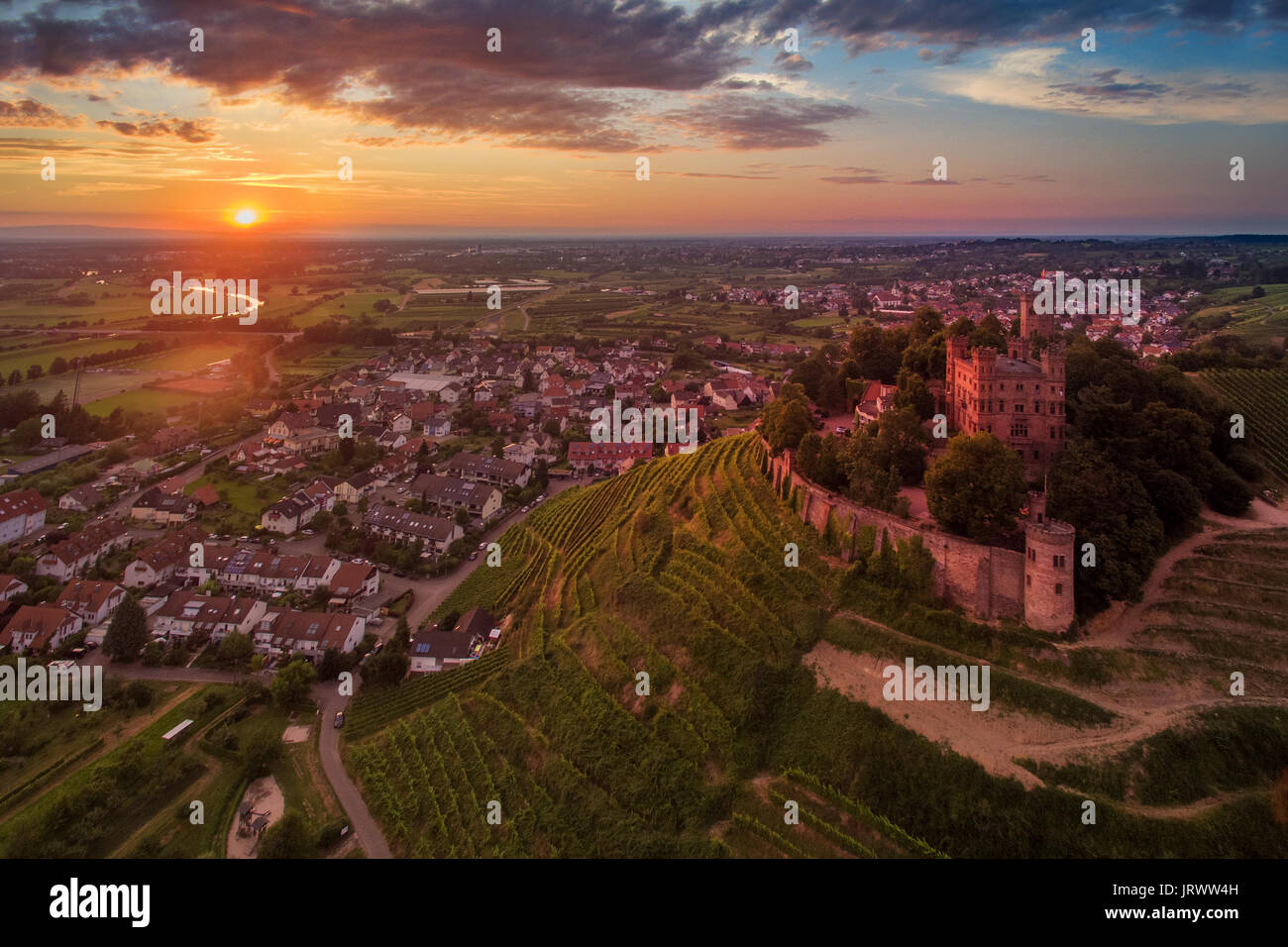 Sunset, Ortenberg Castle, Ortenberg, Baden-Württemberg, Germany Stock ...