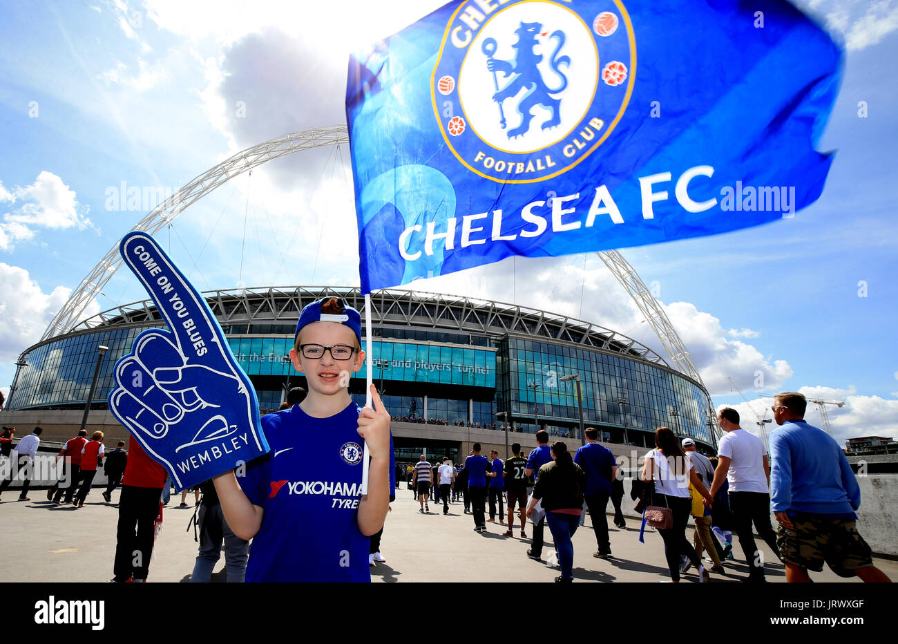 Chelsea fan Arty Kenyon before the Community Shield at Wembley, London ...