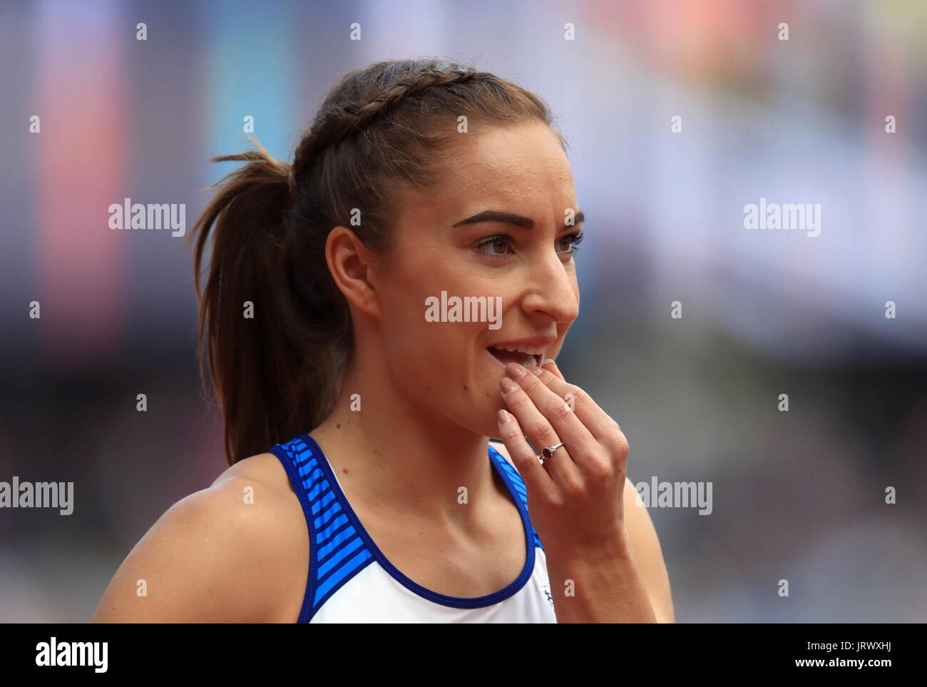 Great Britain's Emily Diamond in the Women's 400m heat two during day ...