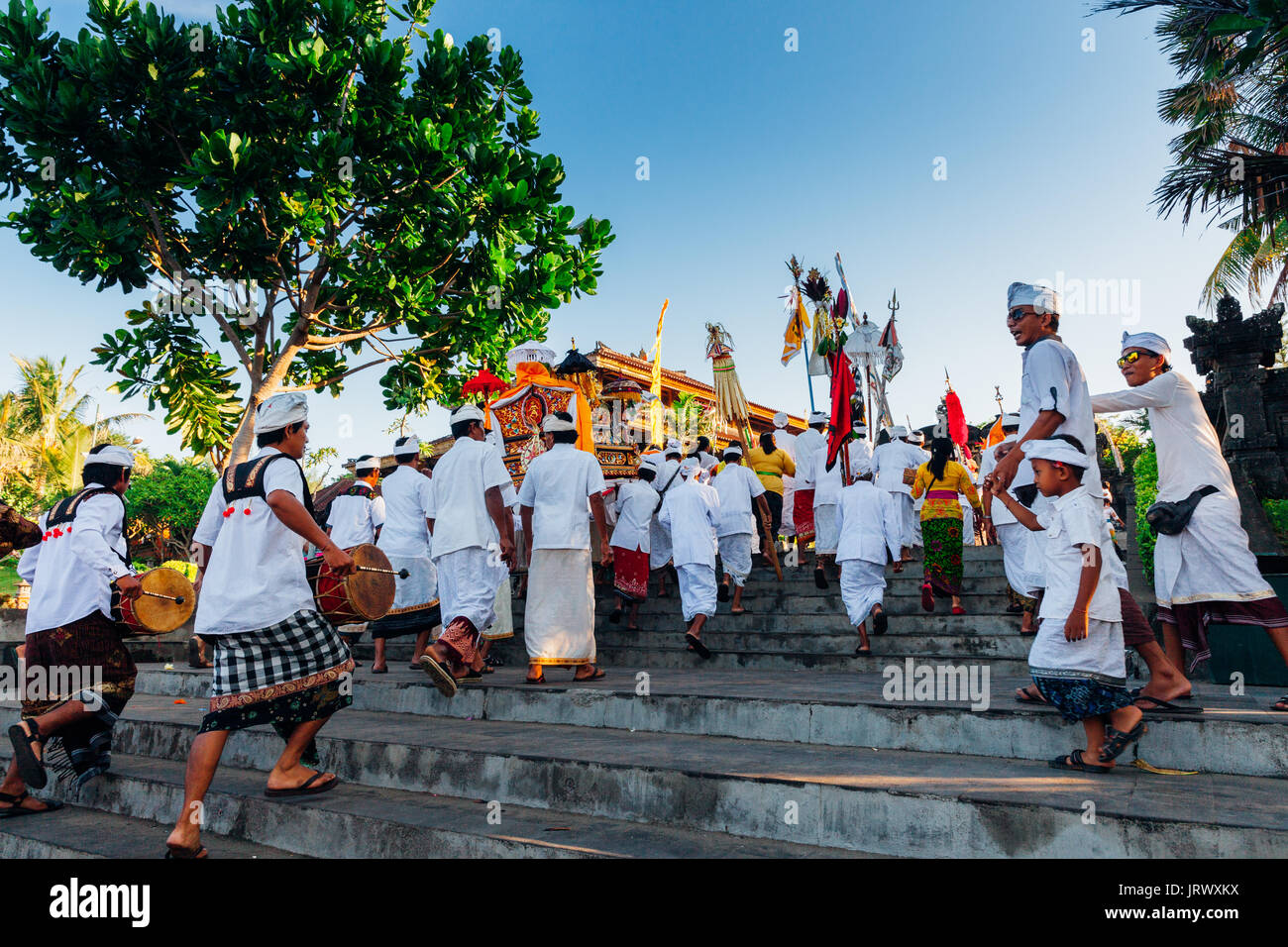 Bali, Indonesia - March 07, 2016: Balinese people in traditional ...