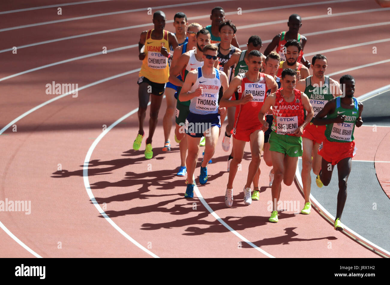 Great Britain's Ieuan Thomas (centre) in the Men's 3000m Steeplechase ...