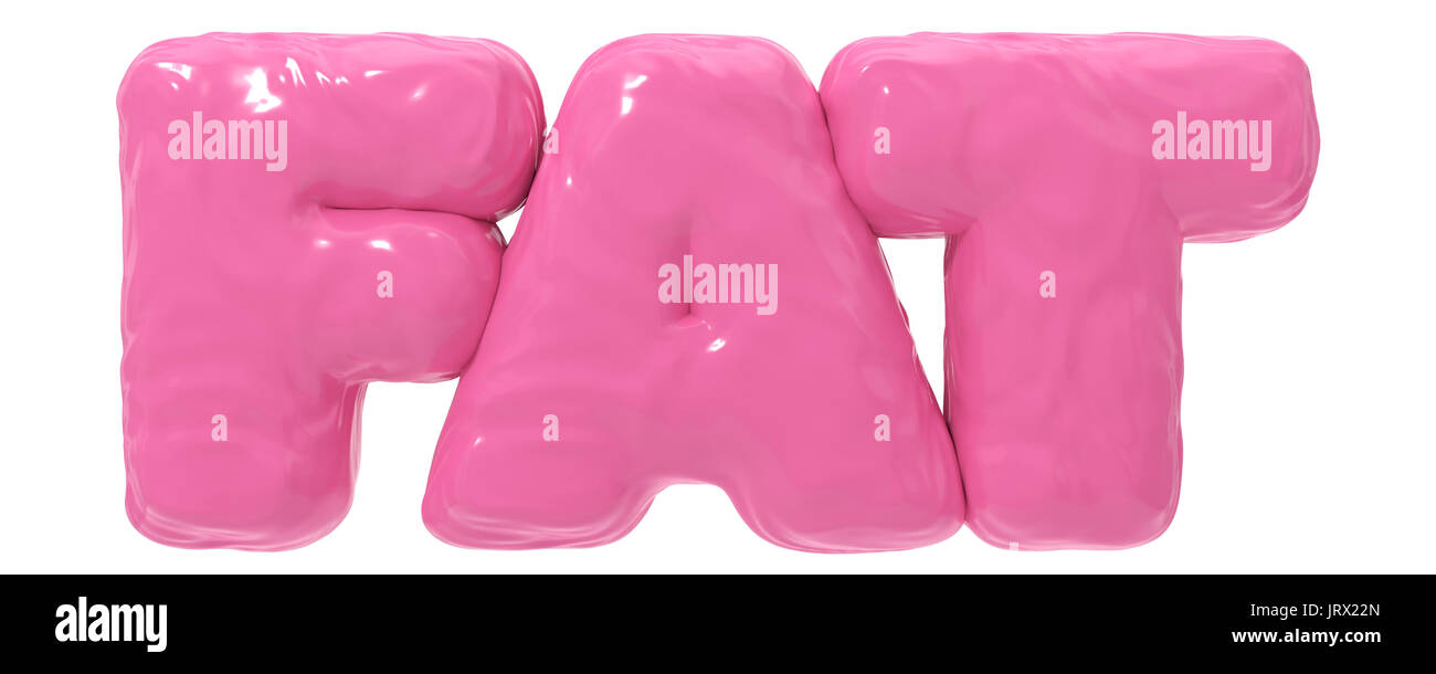 3d illustration of symbolic fat text. isolated on white Stock Photo - Alamy