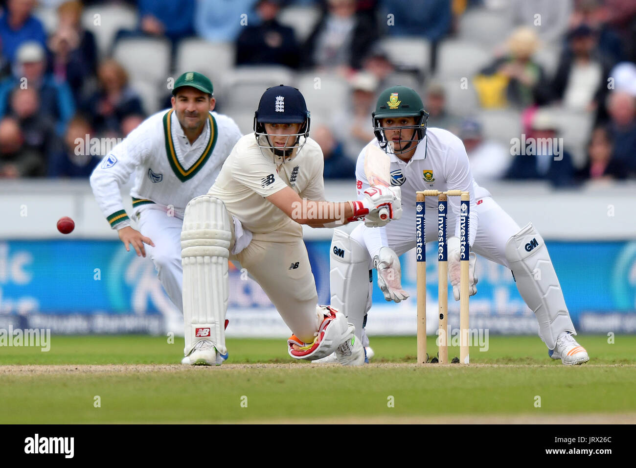 England captain Joe Root plays a reverse sweep during day three of the ...