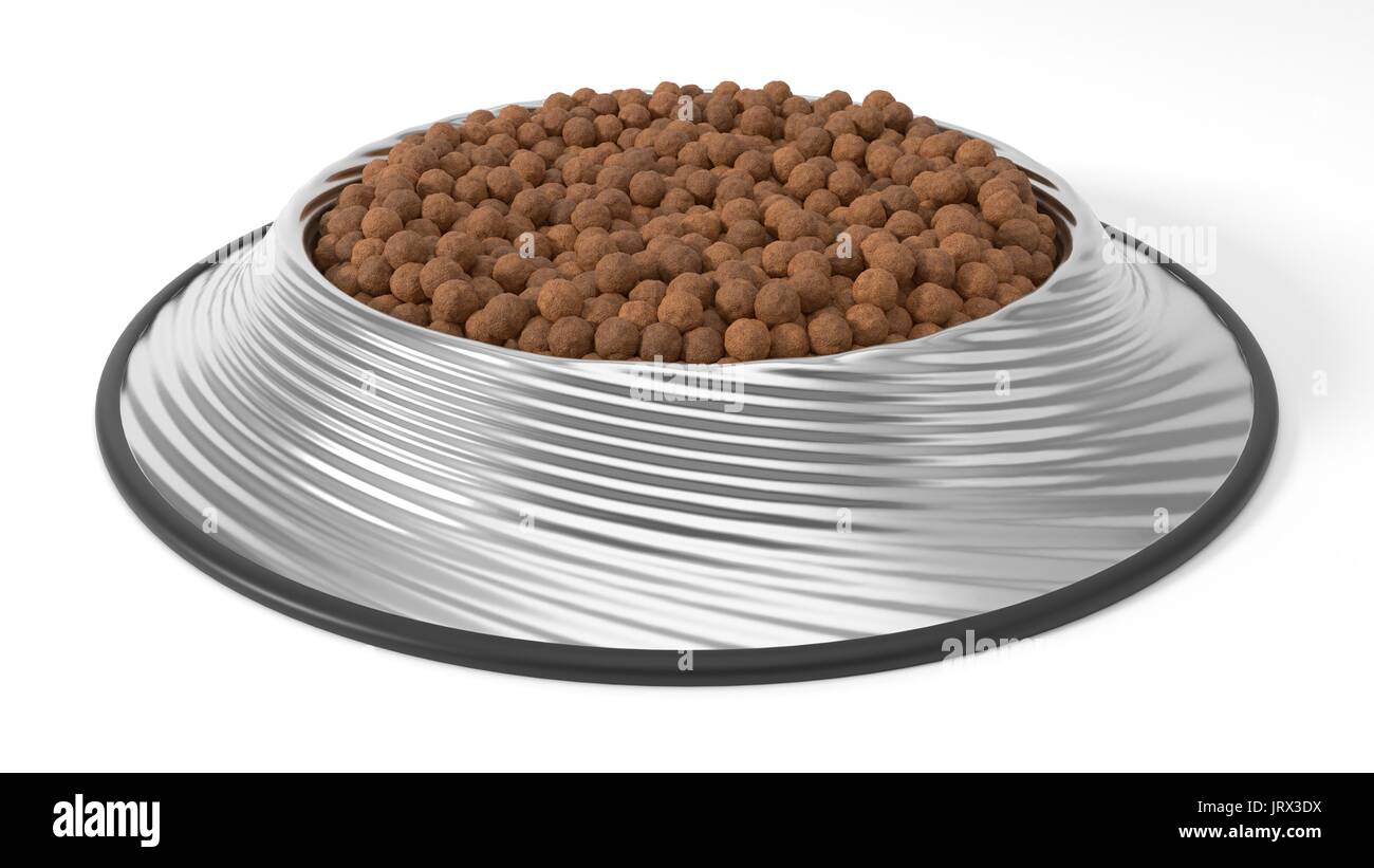 3d illustration of Pet food in bowl. isolated on white Stock Photo - Alamy