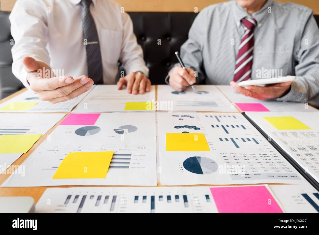 Team work process young business managers crew working with new startup ...