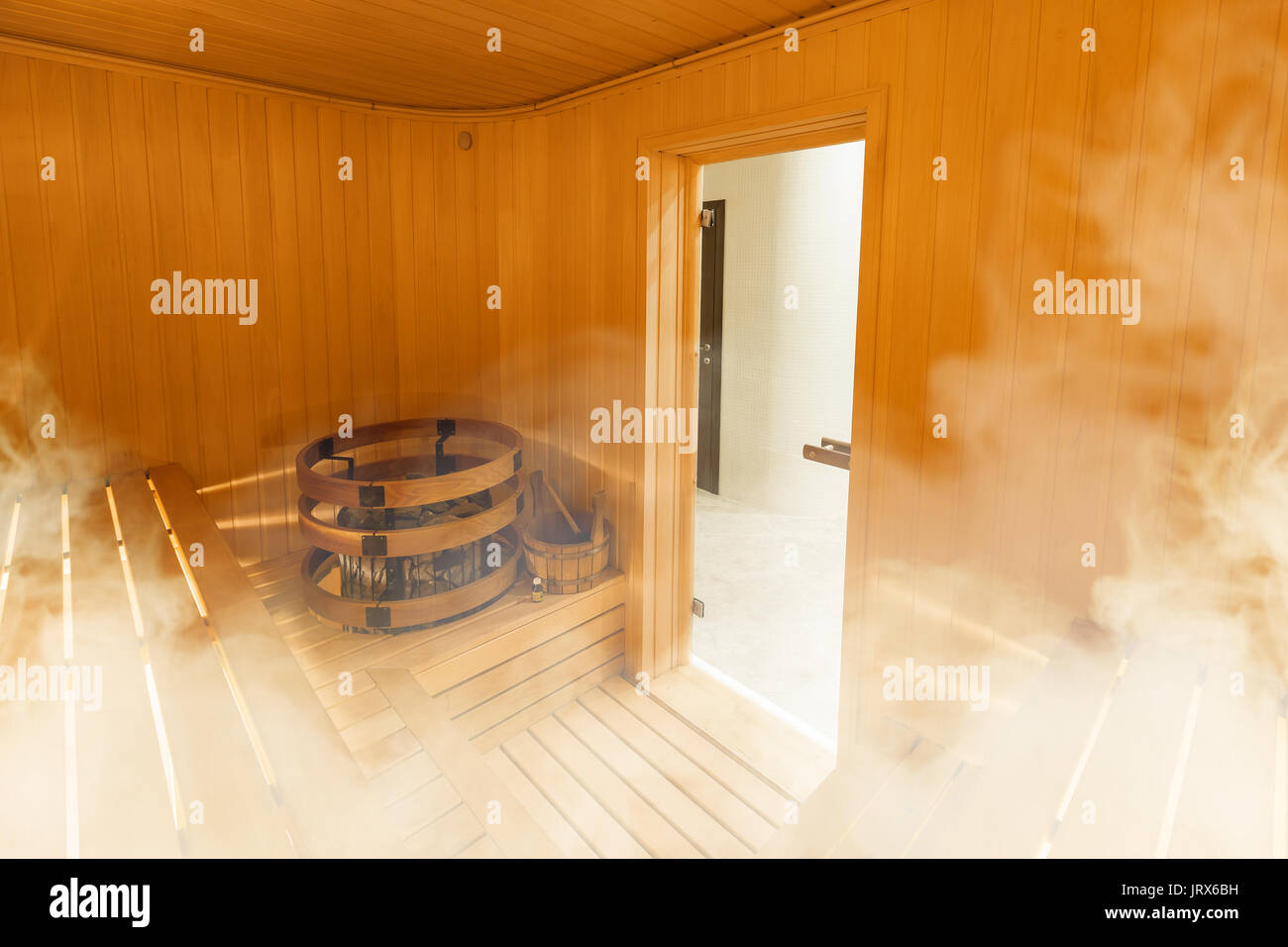 Interior of Finnish sauna, classic wooden sauna, Finnish bathroom Stock ...
