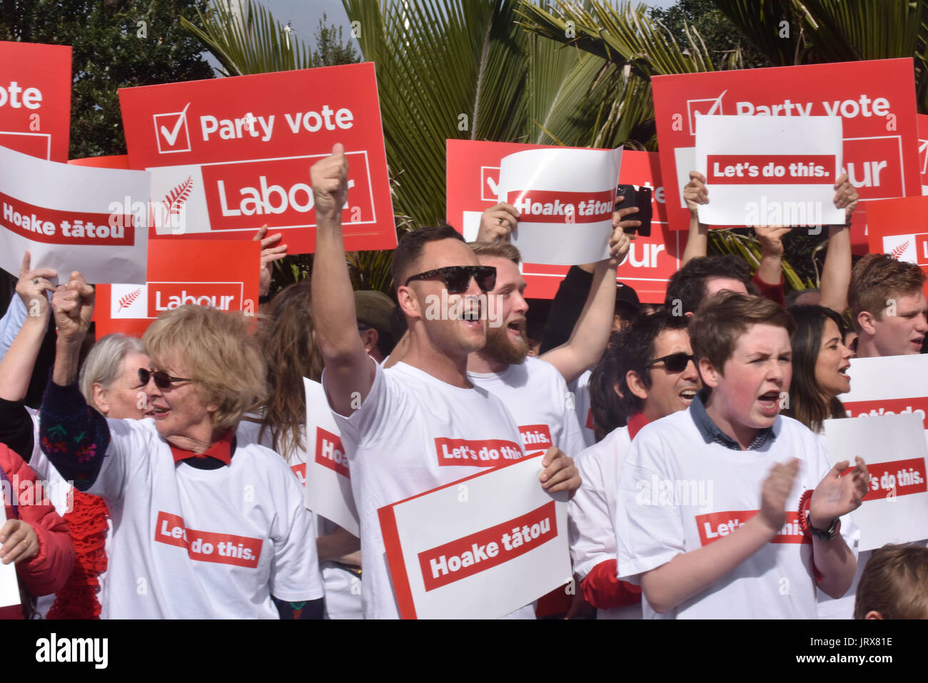 Labor Party supporters cheers during their party policy announcement at ...