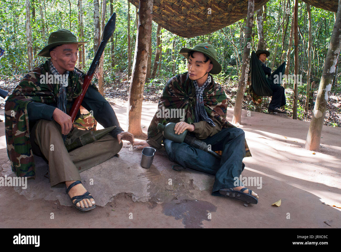 Cu Chi tunnels, Vietnam. Soldiers recreation of Vietnam War Cu Chi ...