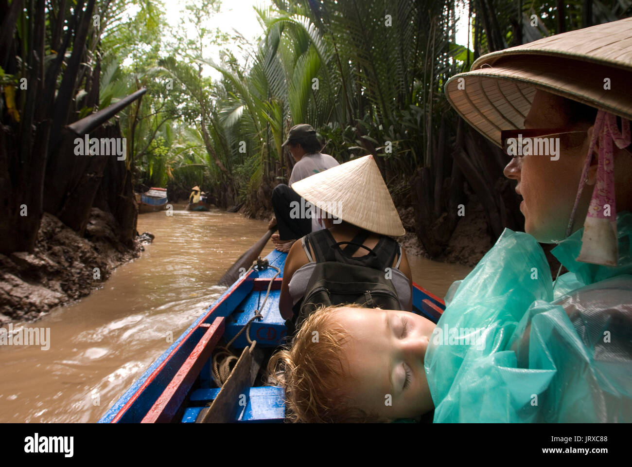 Boat on Mekong river, near My Tho village, Vietnam. Bao Dinh channel ...