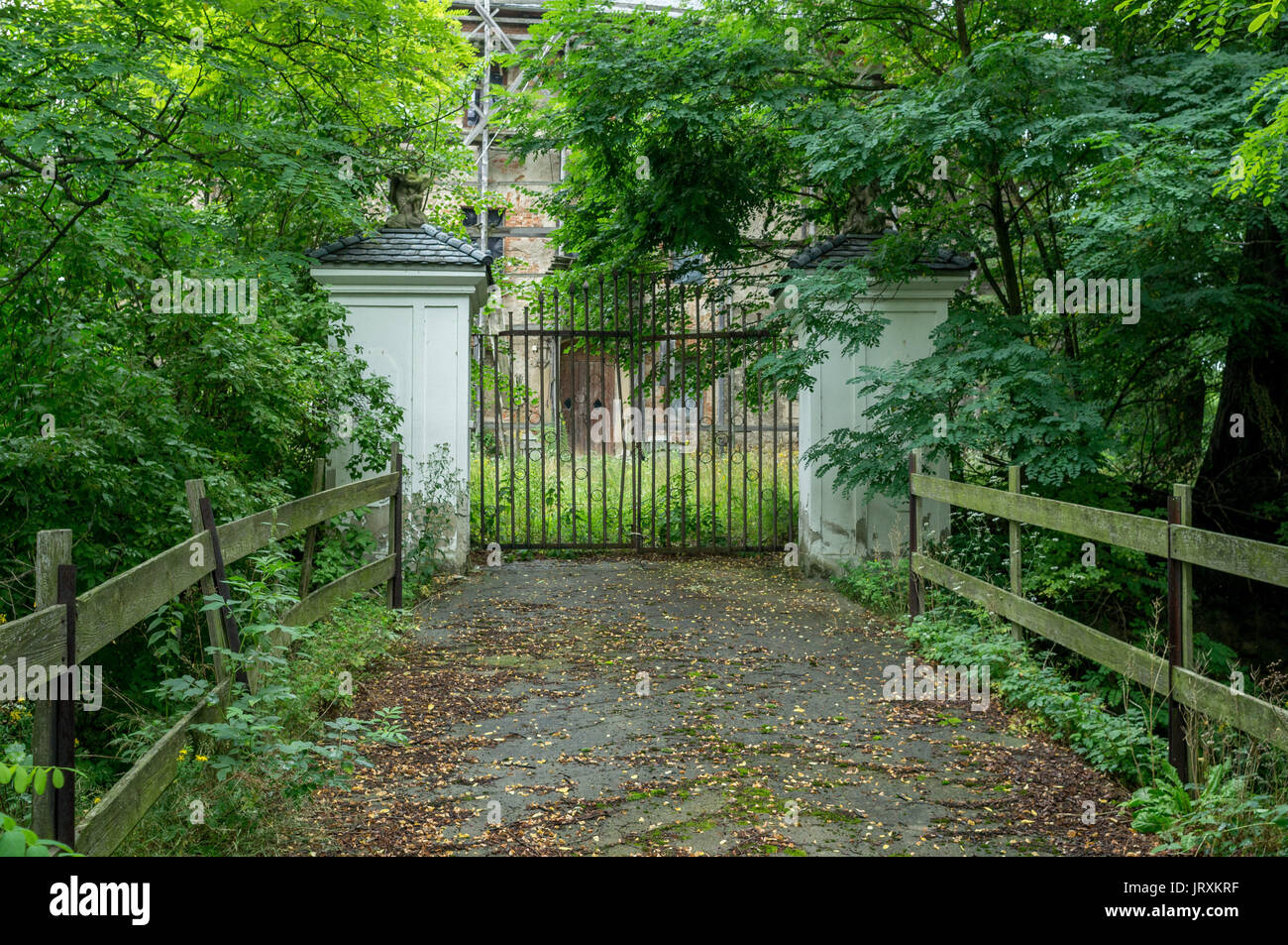Pond around the moated castle Bagieniec lower Silesia Poland Stock ...