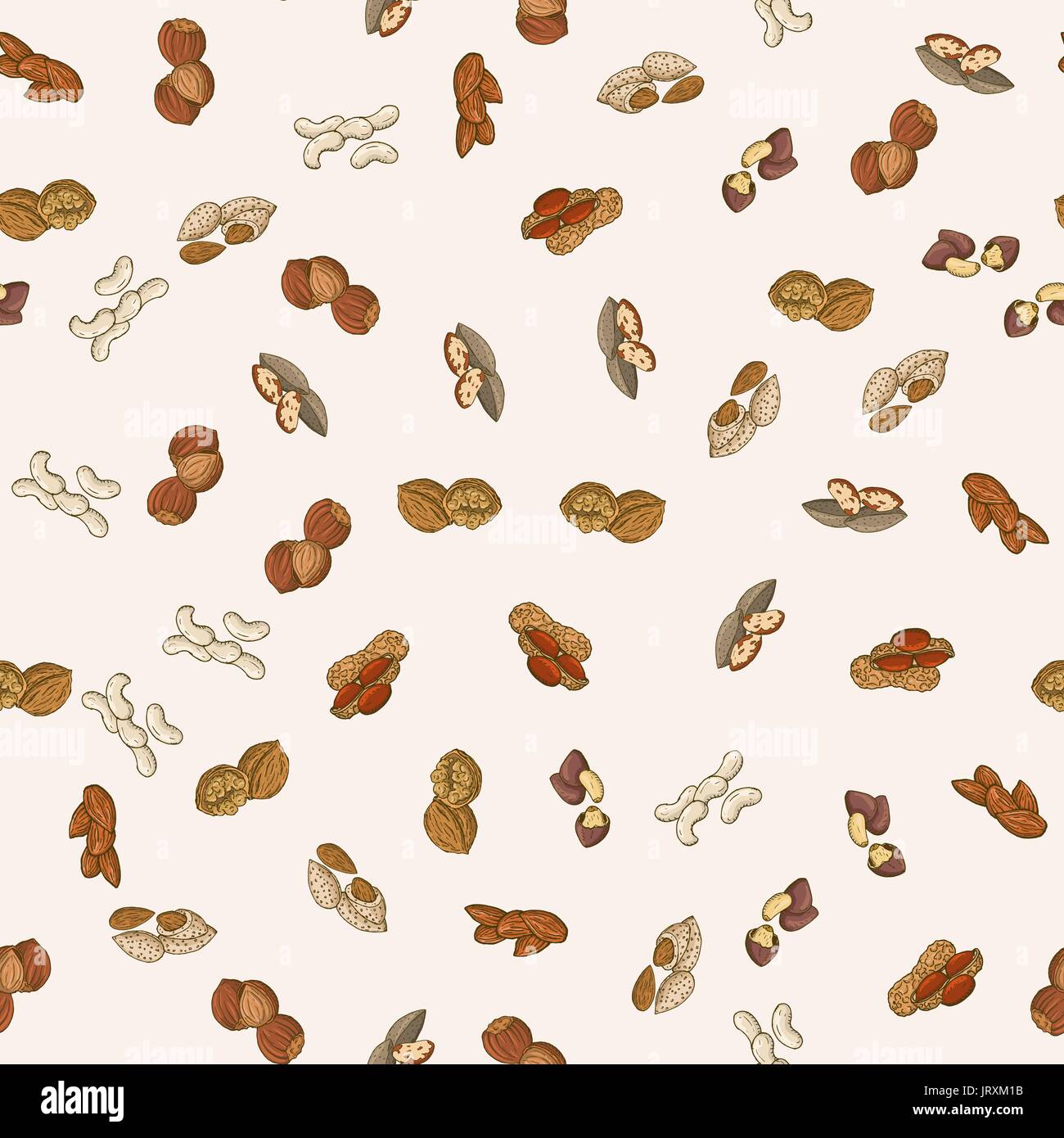 Vector seamless pattern with nuts in hand drawn style Stock Vector ...