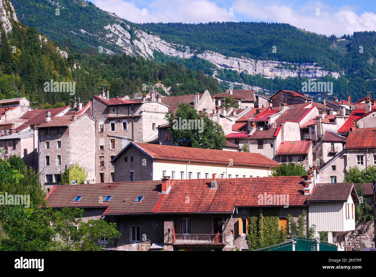 General view of Saint-Claude, Franche-Comté, Jura (France Stock Photo ...