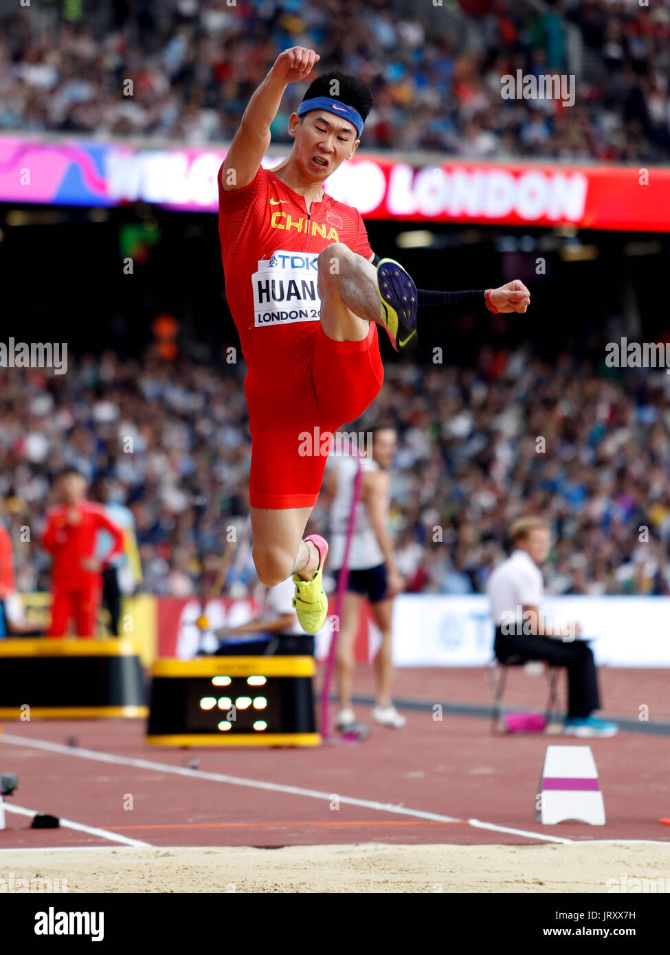China's Changzhou Huang in action in the Men's Long Jump Stock Photo ...
