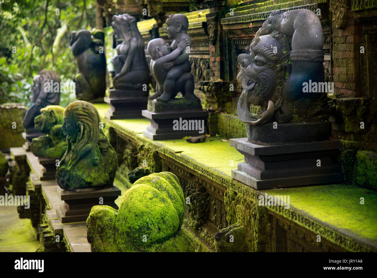 Statues at sacred monkey forest sanctuary Bali Indonesia Ubud Stock ...