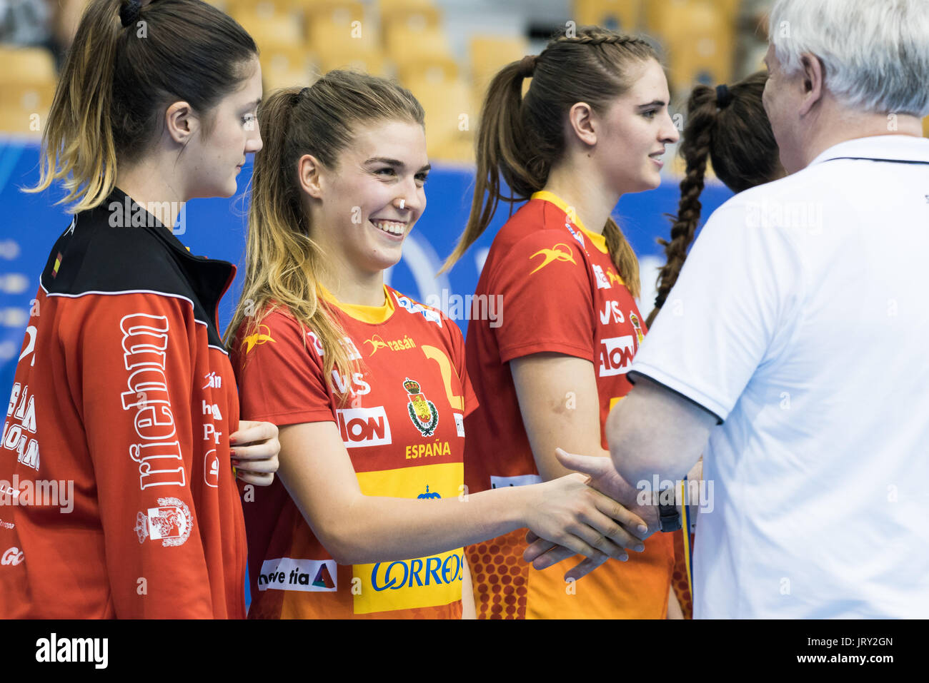 Celje, Slovenia. 05th Aug, 2017. Team Spain receiving medals at the ...