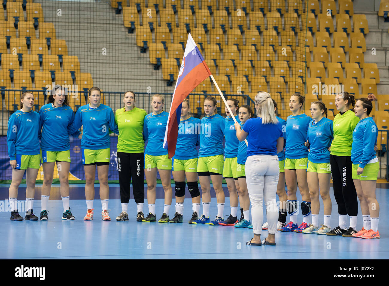 Celje, Slovenia. 05th Aug, 2017. Team Slovenia at the Women's European ...