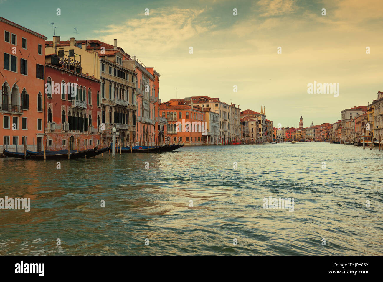Venice / View of the river canal and city historical architecture Stock ...