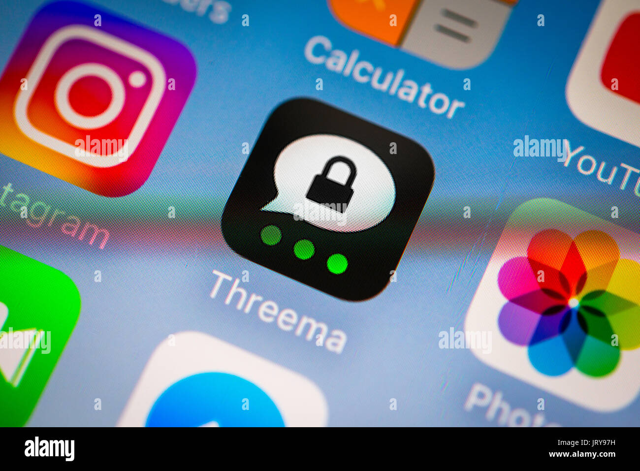 Threema, Privacy, Instant messenger service, App icons, Display on a ... Threema, Privacy, Instant messenger service, App icons, Display on a ...