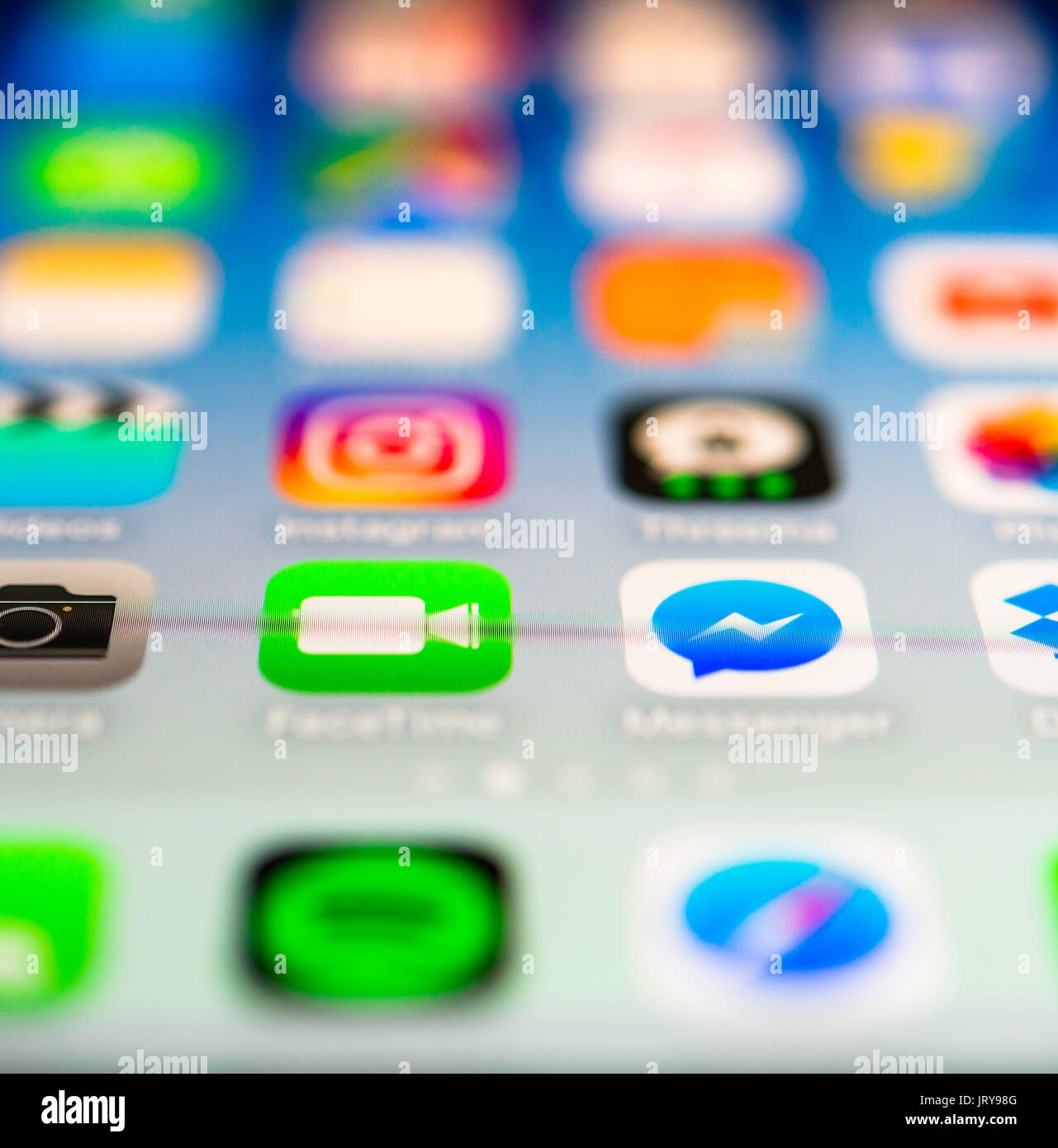 Luminous display, screen, iPhone, many different app icons, app, cell ...