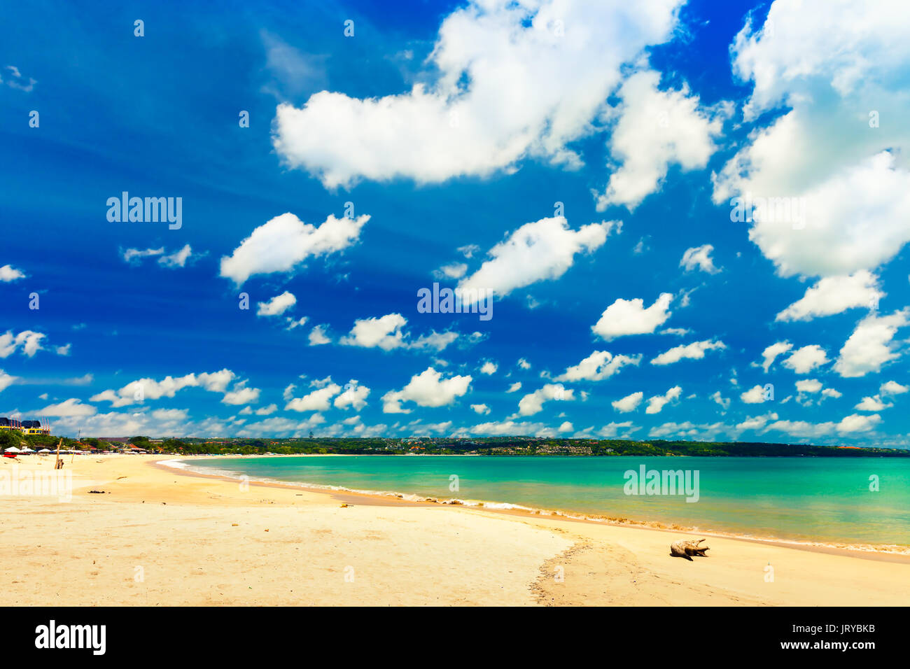 Tropical beach Jimbaran Bali near the popular temple Pura Segara, South ...