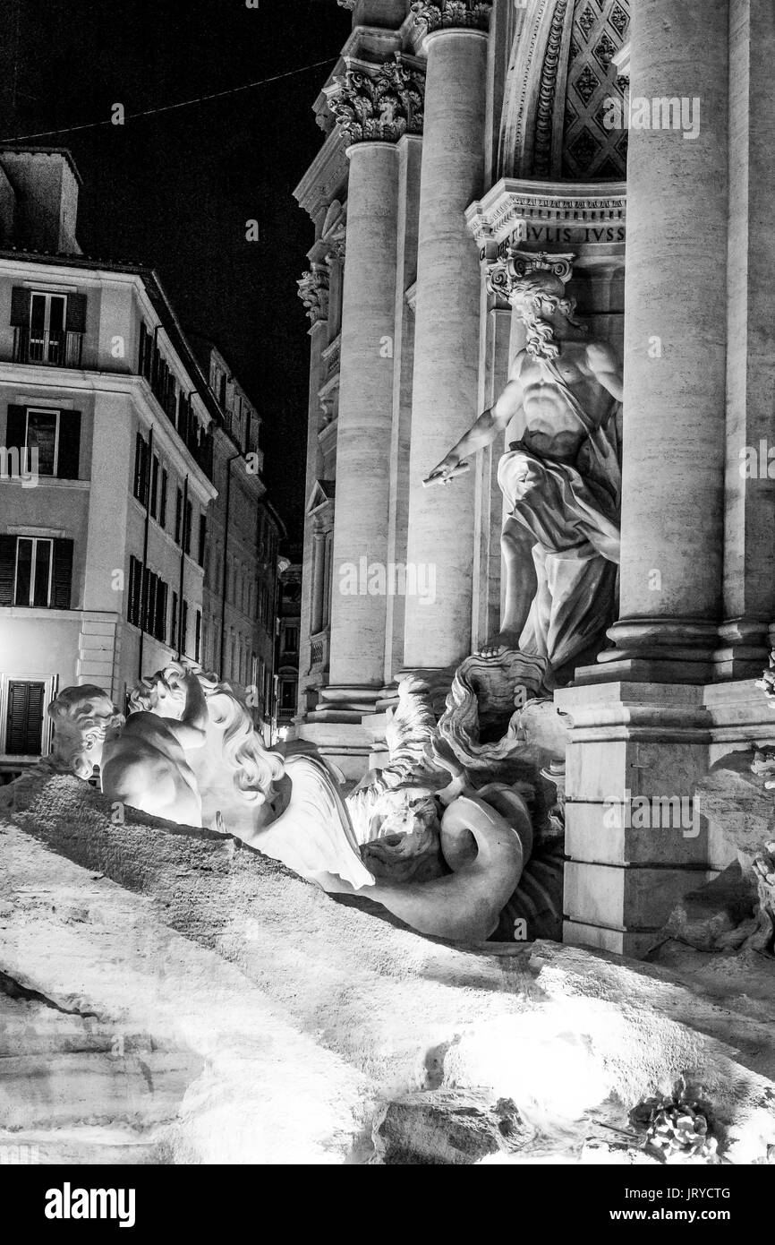 A beautiful place in Rome - the romantic Fountain of Trevi illuminated ...