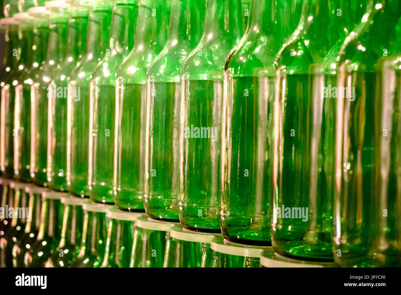 Rows Of Green Glass Bottles In Glass Shattering Notions Gallery In The Heinz History Center