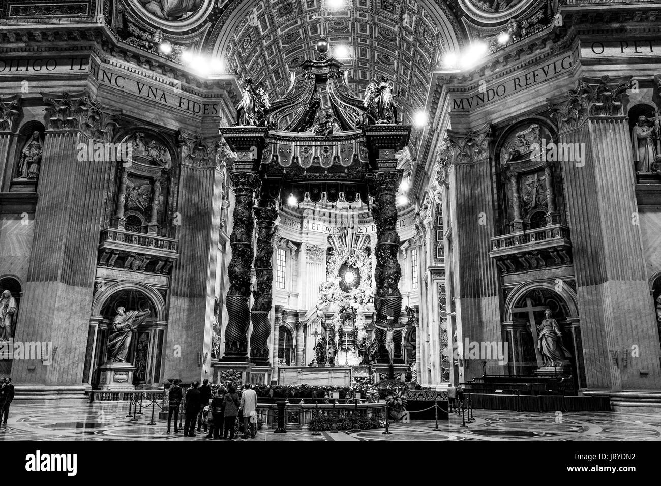 Altar of the unique Saint Peters Basilica at Vatican City in Rome ...