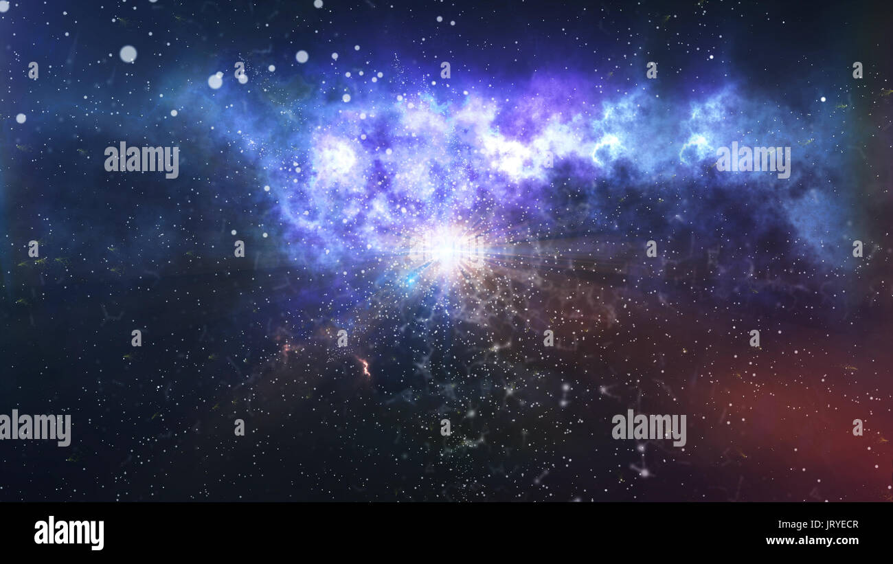 Mysterious 3D illustration of the dark matter explosion and creation of ...