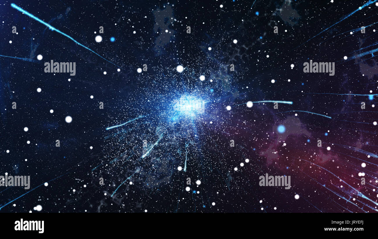 3D rendering of numerous bright constellations and impressive flying ...