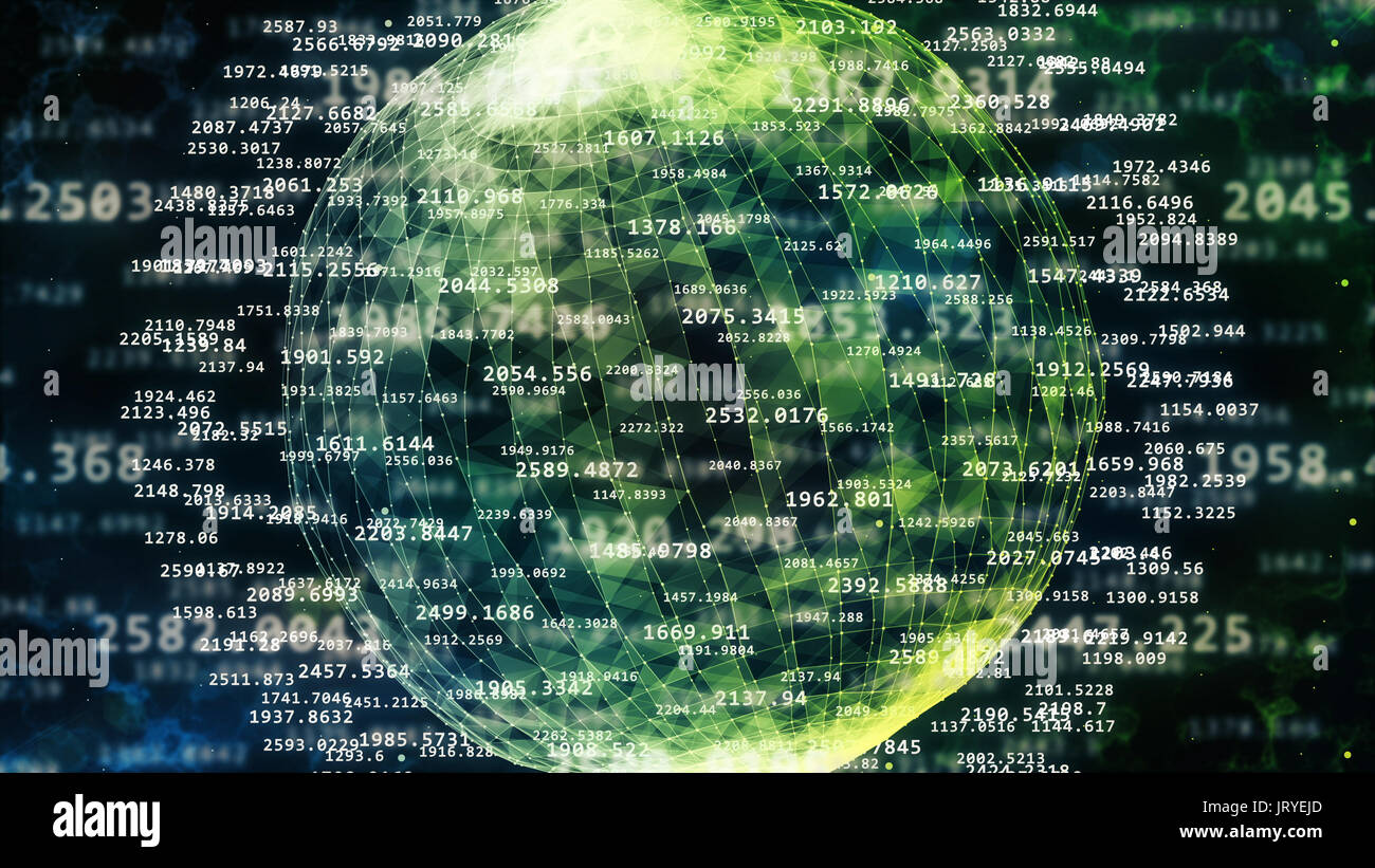 Ultramodern 3D rendering of the computer grid covering the Earth with ...