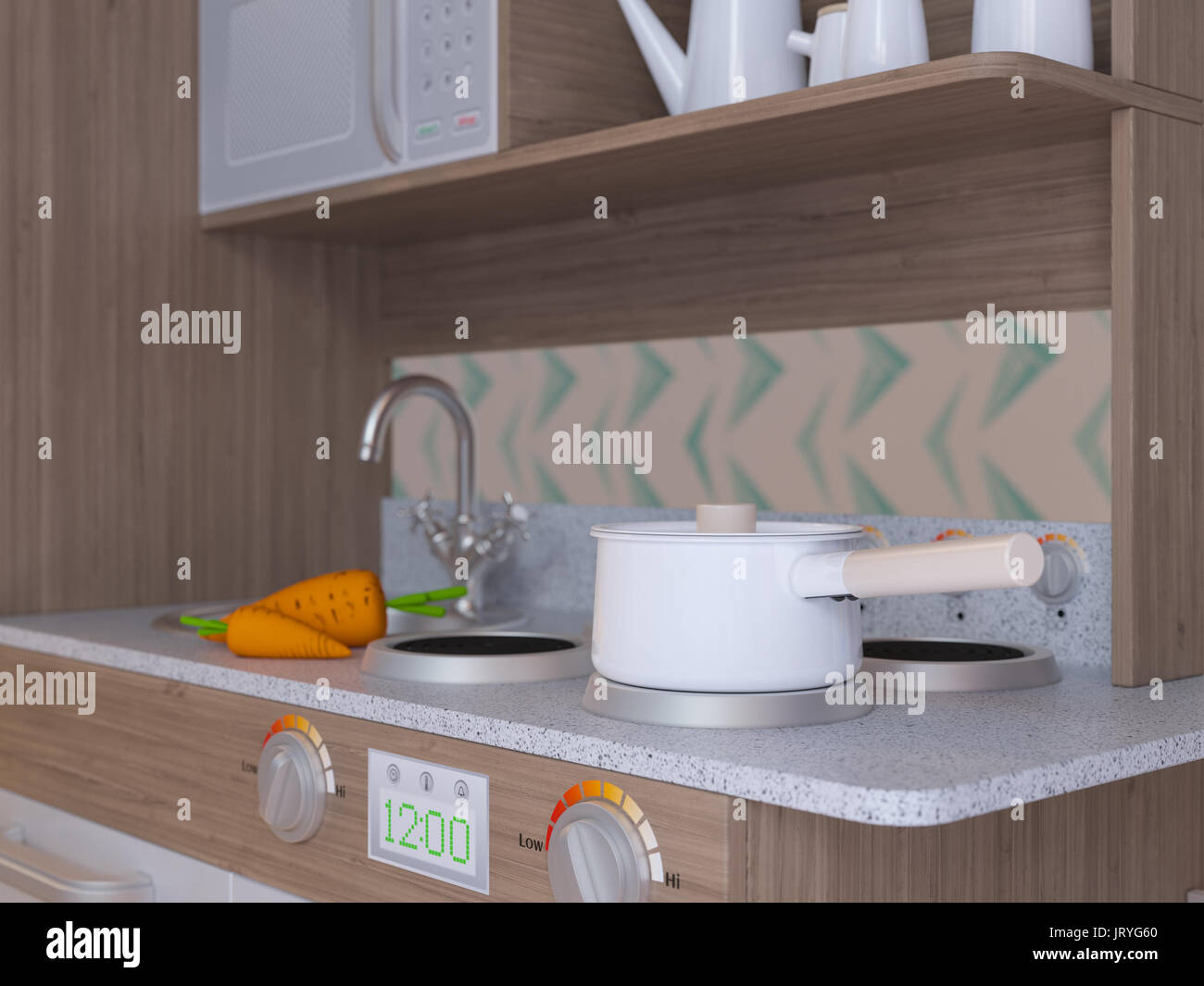 Children kitchen design interior for cooking pretend play set with ...