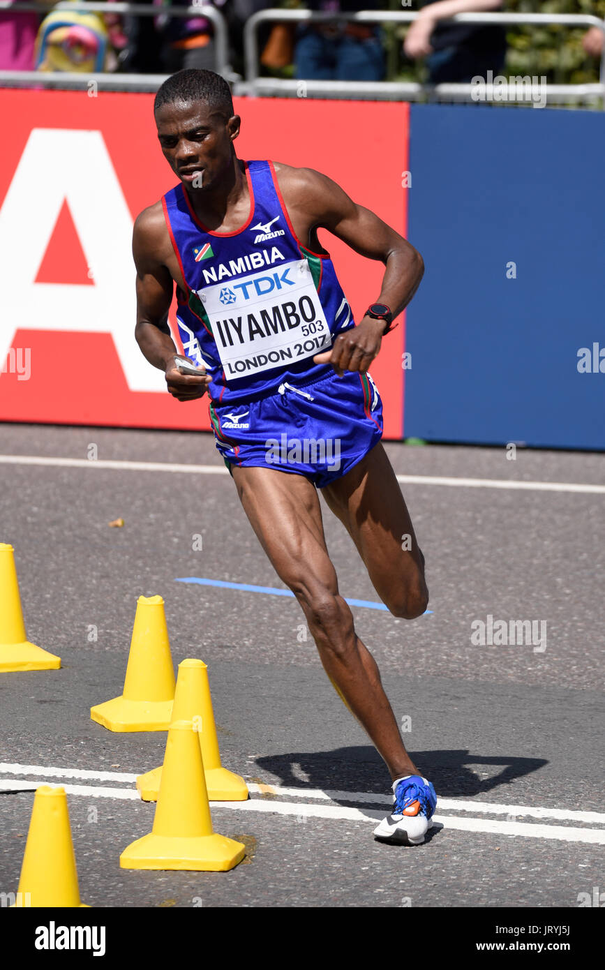 Paulus Ilyambo of Namibia running in the IAAF World Championships 2017 ...