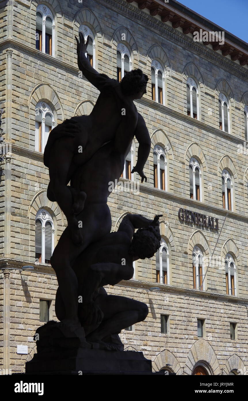 Florence,IT - August 05, 2017 - Silhouette of "Il ratto delle Sabine ...