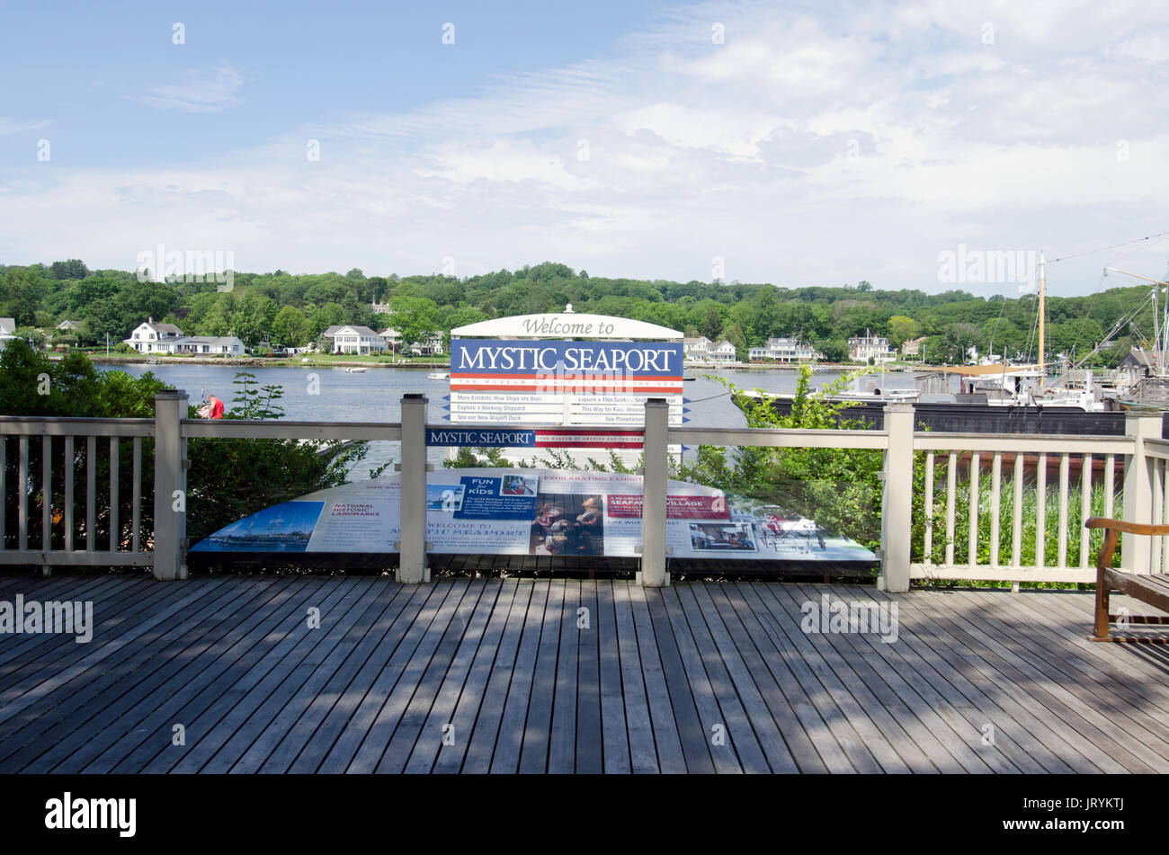 Mystic Seaport Connecticut harbor front sign Stock Photo - Alamy