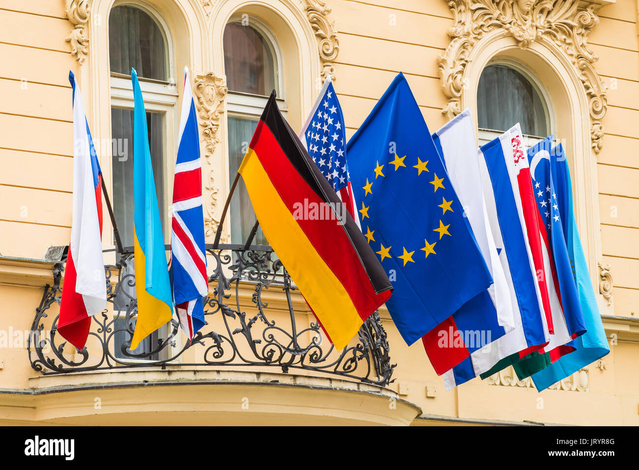 Flags of the World in front of a Buiding Stock Photo - Alamy