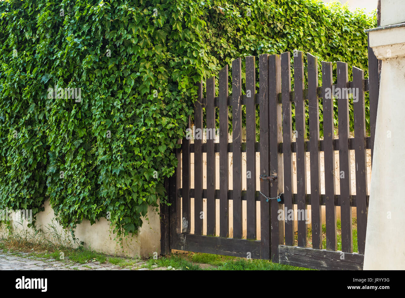 Wooden gate design, outdoor day light Stock Photo - Alamy