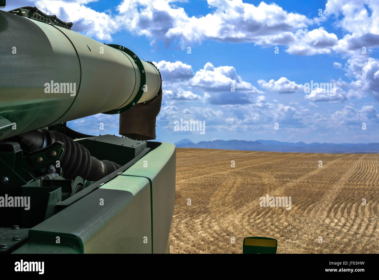 A look back over a harvested field Stock Photo - Alamy