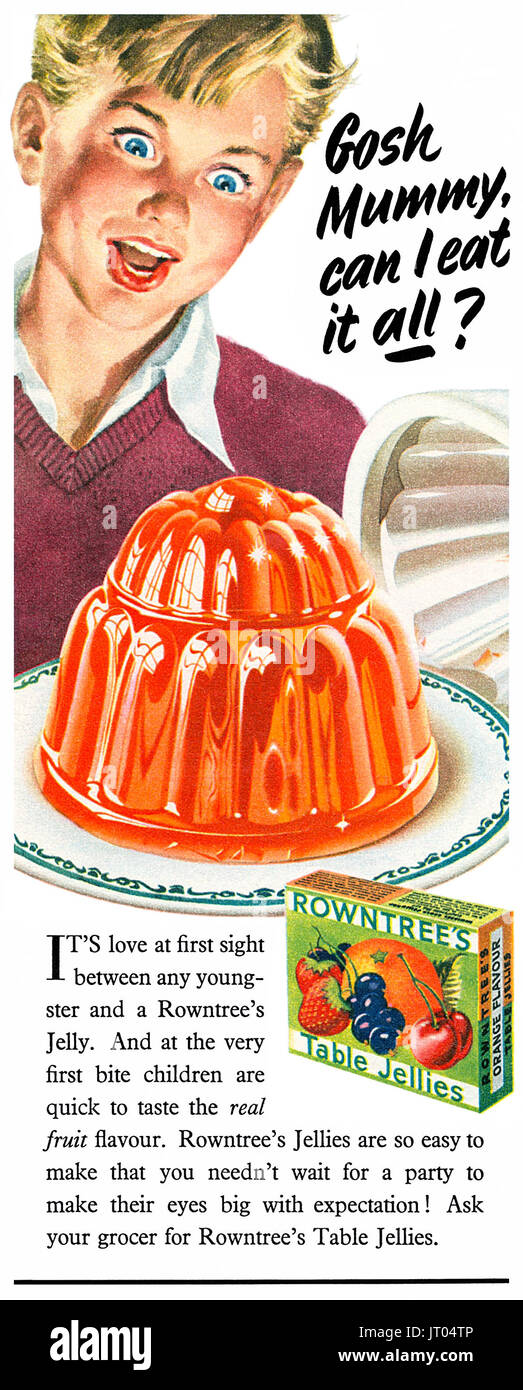 1948 British advertisement for Rowntree's Table Jellies Stock Photo - Alamy