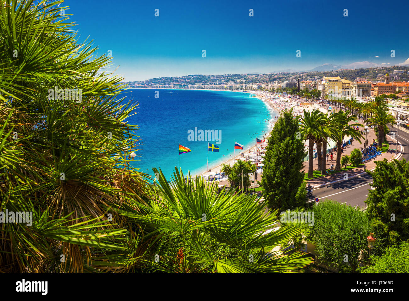 Beach promenade in old city center of Nice, French riviera, France ...