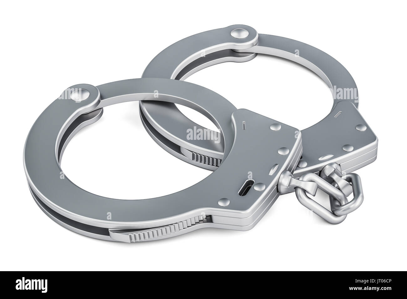 Handcuffs closeup, 3D rendering isolated on white background Stock ...