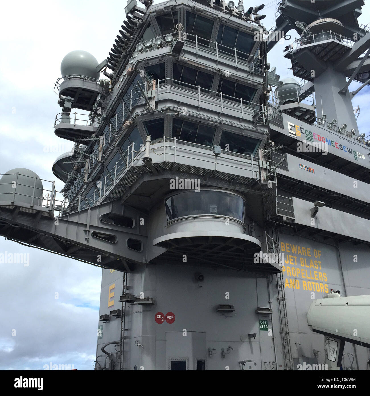 A view from the flight deck of the the US Navy Nimitz-class aircraft ...