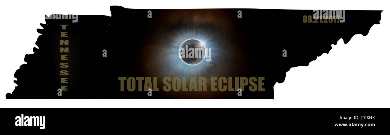 Total Solar Eclipse Sun Moon Stars Corona in Tennessee State Map ...