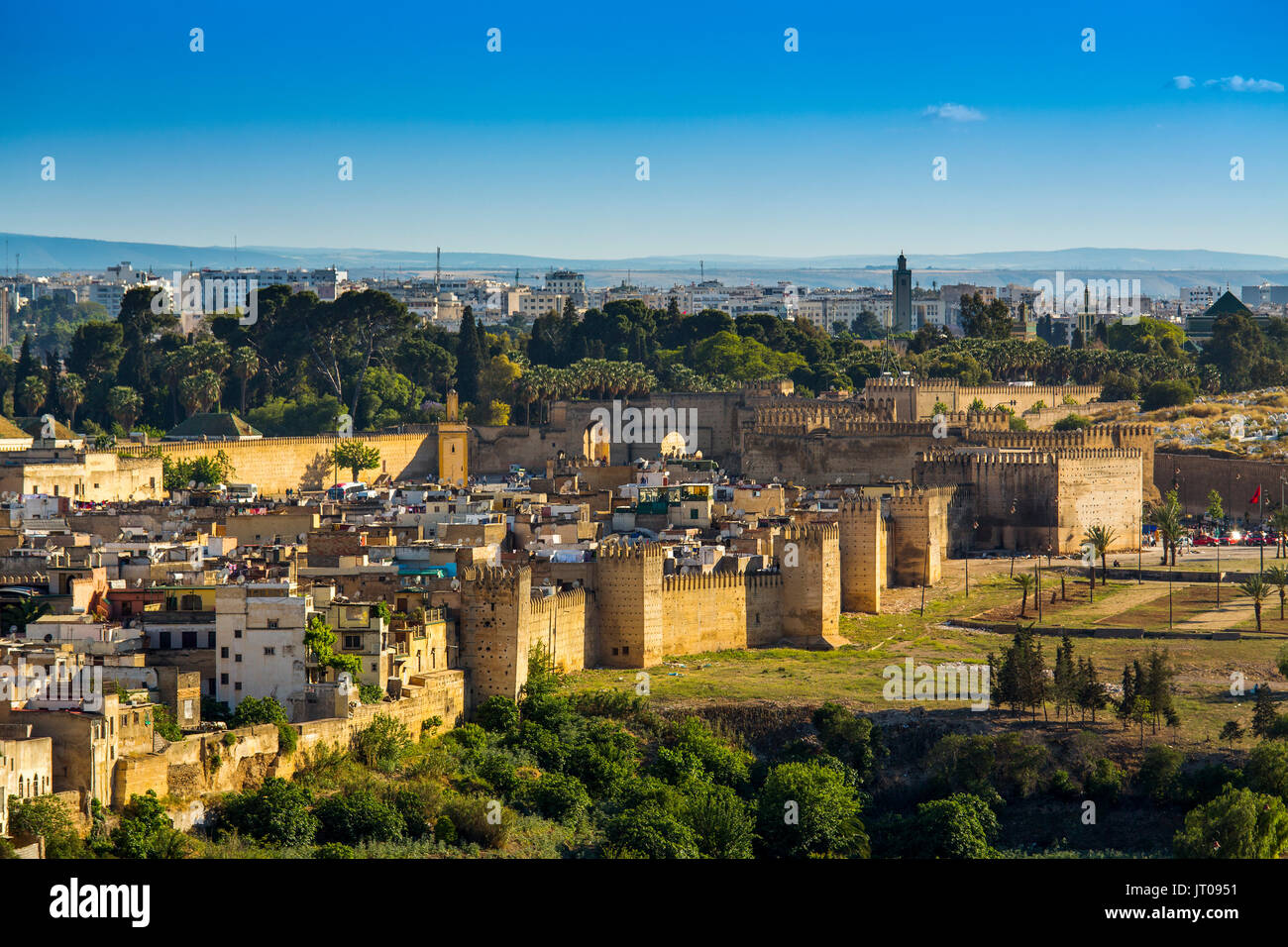 Landscape, panoramic view, Old city wall, Souk Medina of Fez, Fes el ...