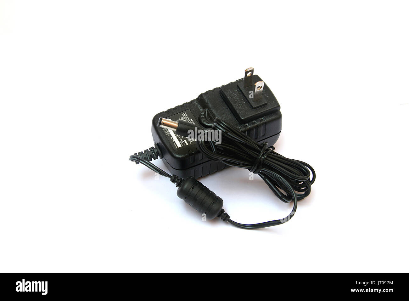 Electrical AC mains adapter with cable and pin isolated on white Stock ...