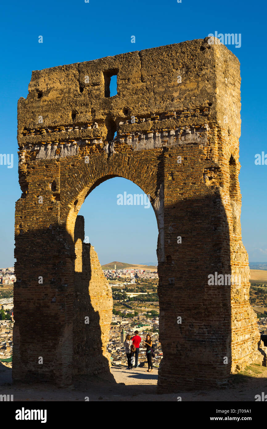 Landscape, panoramic view, Old city wall, Souk Medina of Fez, Fes el ...