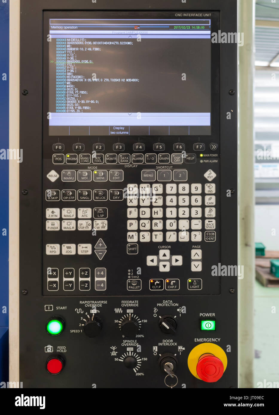 Control panel of CNC machining Center machine ; selective focus Stock ...