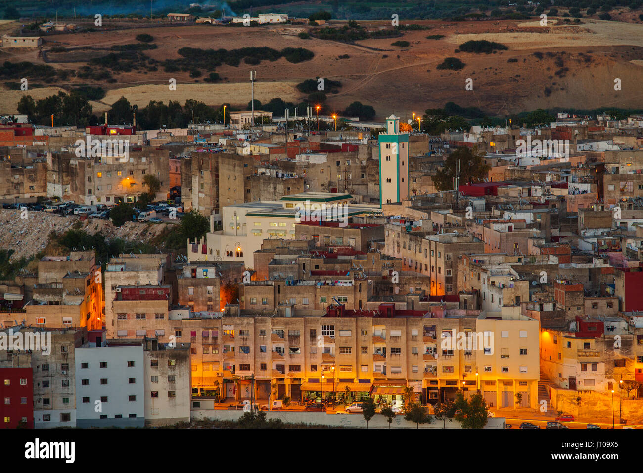 Sunset, panoramic view Medina of Fez, Fes el Bali. Morocco, Maghreb ...
