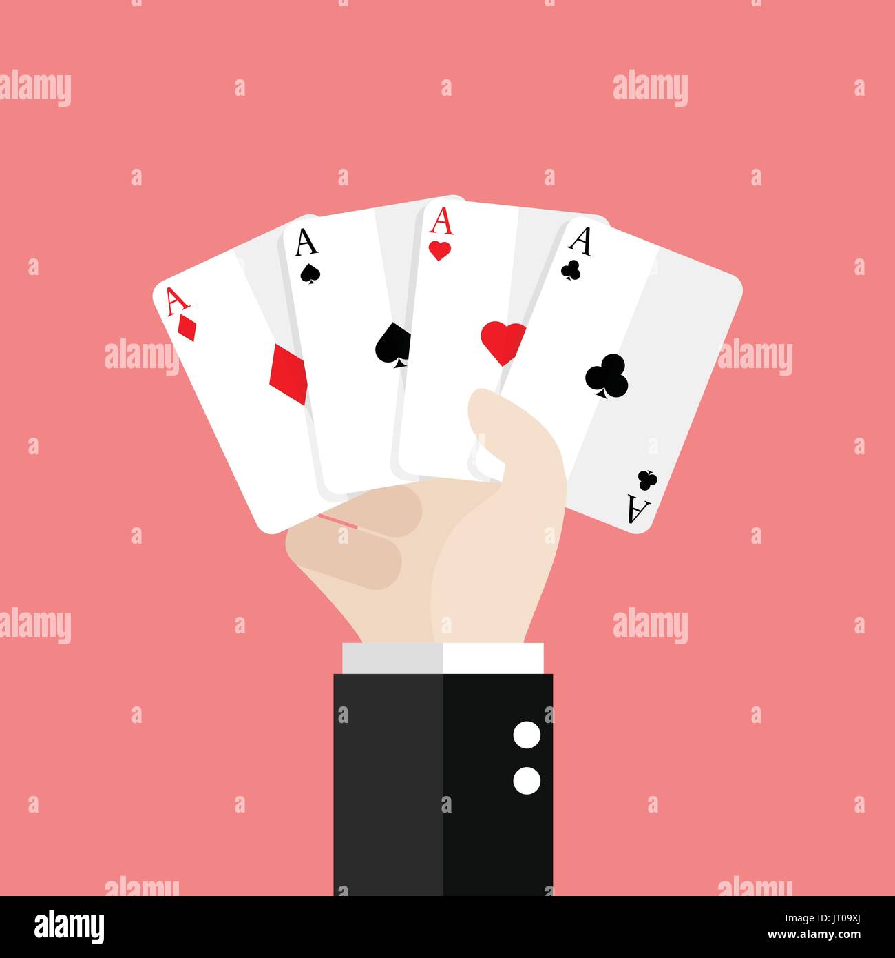 Four aces playing cards in hand. vector illustration Stock Vector Image ...