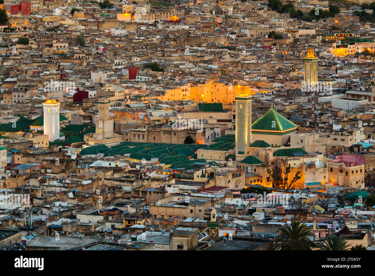 Dusk Landscape, panoramic view, Souk Medina of Fez, Fes el Bali ...